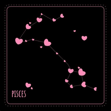 Premium Vector Valentine Constellation Card Zodiac Sign Pisces