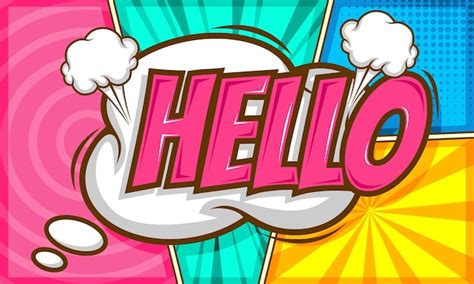 Premium Vector Hello Comic Speech Bubble Expression Text Background