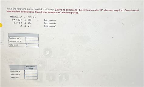 solved solve the following problem with excel solver leave