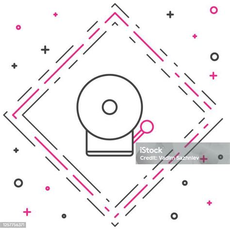 흰색 배경에 격리 된 라인 울리는 알람 벨 아이콘 화재 경보 시스템 서비스 벨 핸드벨 기호 알림 기호 다채로운 개요 개념 벡터 일러스트레이션 검은색에 대한 스톡 벡터 아트