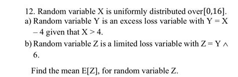 Solved 12 Random Variable X Is Uniformly Distributed