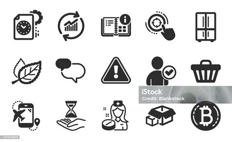 장바구니 비행 목적지 및 비트 코인 아이콘 세트를 쇼핑합니다 냉장고 서 대상 및 채팅 메시지 표지판 벡터 0명에 대한 스톡 벡터 아트 및 기타 이미지 Istock
