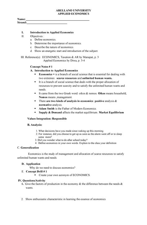 Module Applied Economics APPLIED ECONOMICS Name