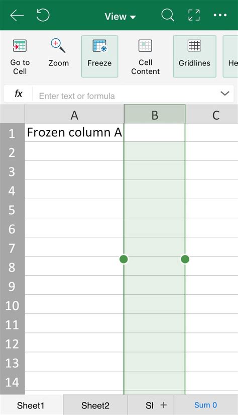 freeze or unfreeze rows or columns in sheets mobisystems