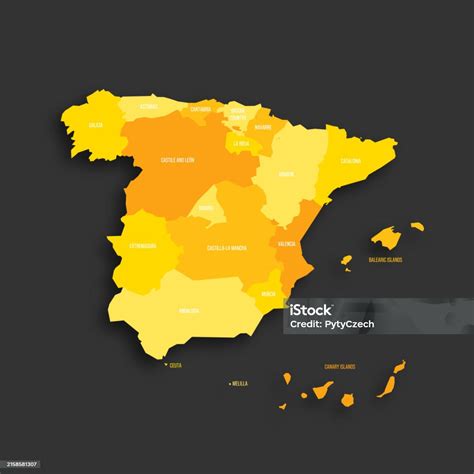 Spain Political Map Of Administrative Divisions Stock Illustration