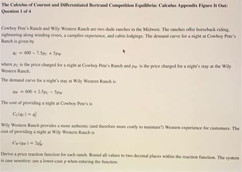 Solved The Calculus Of Cournot And Differentiated Bertrand