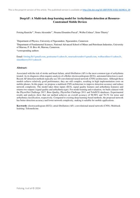 Pdf Deepaf A Multi Task Deep Learning Model For Arrhythmias