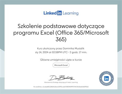 Dominika Musialik On Linkedin Certificate Of Completion