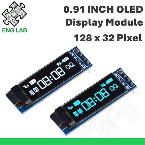 Englab★0 91 Inch Oled Display Module 128x32 Pixel With I2c Protocol
