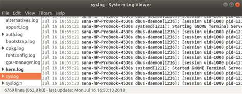 how to view system log files on ubuntu vitux
