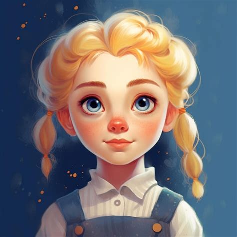 Premium Ai Image There Is A Drawing Of A Girl With Blonde Hair And Blue Eyes Generative Ai