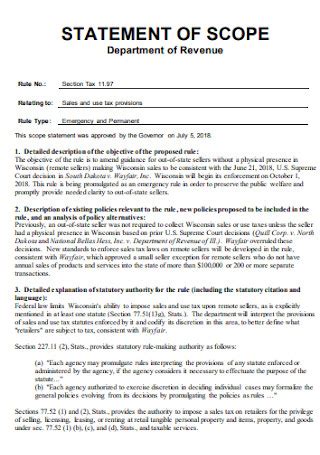FREE Scope Statement Samples To Download FREE Scope Statement Samples To Download