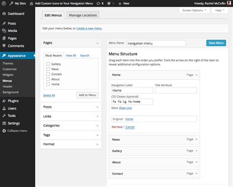 How To Add Icons To Wordpress Custom Menus Without Plugins