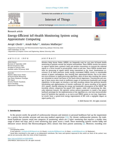 Energy Efficient Iot Health Monitoring System Using Approximate Computing Pdf Wavelet