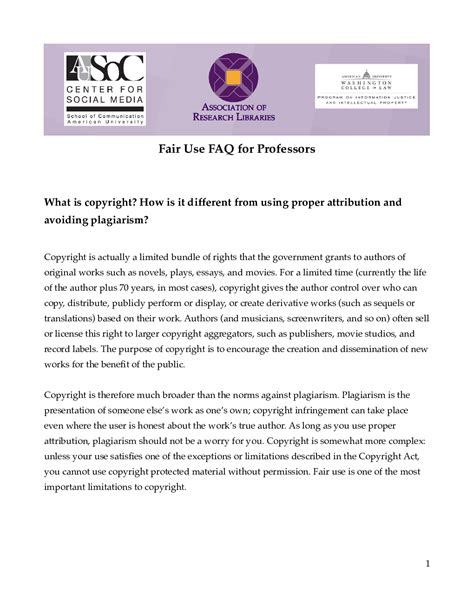 Code Of Best Practices In Fair Use Faq For Professors