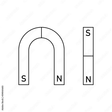 U Shaped Magnet And Bar Magnet Polar Magnet Diagram Scientific Vector Illustration Isolated On