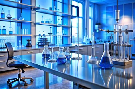 premium photo lab scene with blue background and lab image overlay