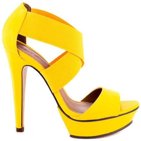 Yellow Fashion High Heels Unique Heels Black Beauty Women Yellow
