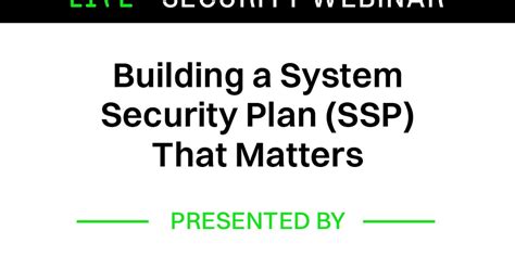 Trustedsec Building A System Security Plan Ssp That Matters