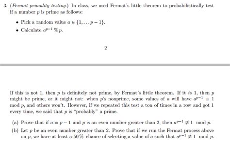 solved 3 fermat primality testing in class we used