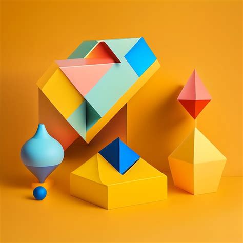 premium ai image a simple mathematical example and colorful geometric shapes on yellow