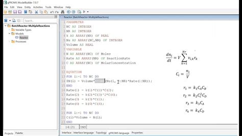 How To Model A Batch Reactor With Multiple Reactions In Gproms Arrays