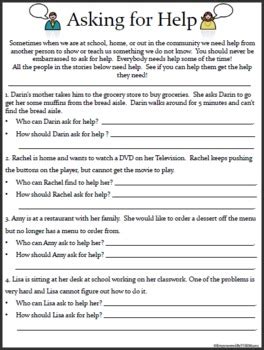 Asking For Help Worksheets