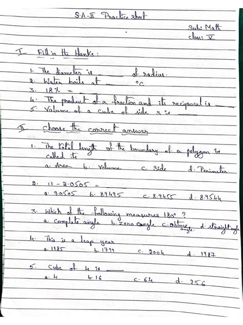 Sa 2 Maths Practice Sheet Pdf