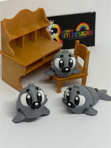 Adorable Seal Figurines 3d Printed Collectibles Etsy