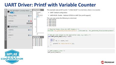 Mcc Melody Uart Driver Printf With Variable Counter Youtube