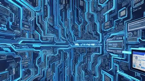 A Blue And Black Abstract Image Of A Digital Grid Premium AI Generated Image