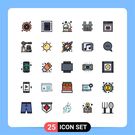 User Interface Pack Of 25 Basic Filled Line Flat Colors Of Page Lock Safety List Life Wine