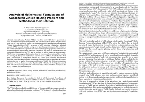 pdf analysis of mathematical formulations of capacitated vehicle