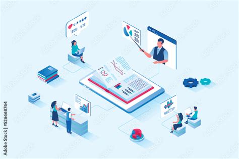 Business Training 3d Isometric Web Design People Improve Their