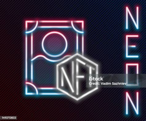 빛나는 네온 라인 Nft 디지털 암호화 아트 아이콘 검은 배경에 고립 비 곰팡이 토큰 다채로운 개요 개념 벡터 0명에 대한 스톡 벡터 아트 및 기타 이미지 Istock