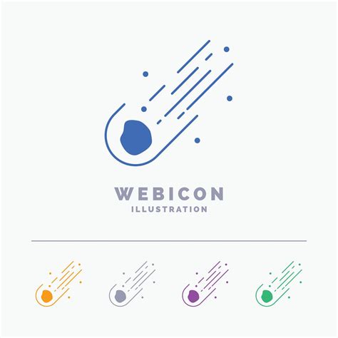 Asteroid Astronomy Meteor Space Comet 5 Color Glyph Web Icon Template Isolated On White