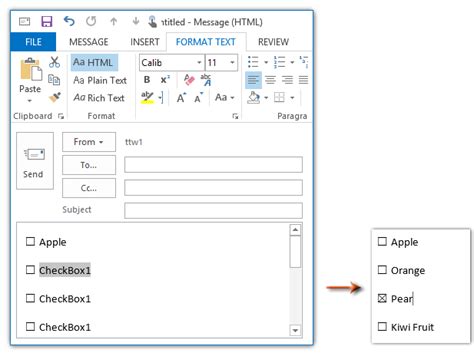 Insert Checkbox In Outlook Email