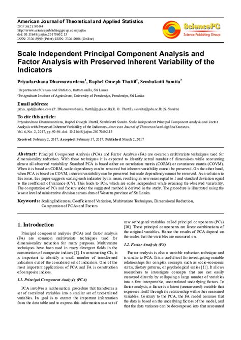 Pdf Scale Independent Principal Component Analysis And Factor
