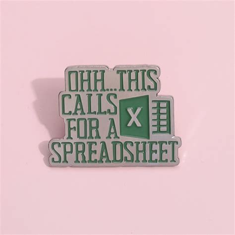 this calls for a spreadsheet enamel pins brooches cartoon excel sheet lapel badge brooch