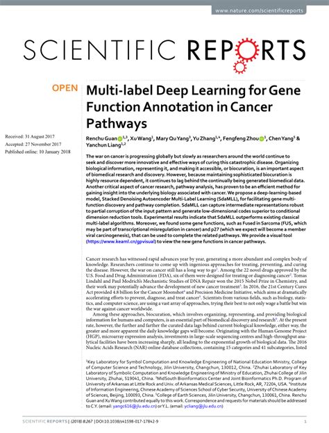 Pdf Multi Label Deep Learning For Gene Function Annotation In Cancer Pathways