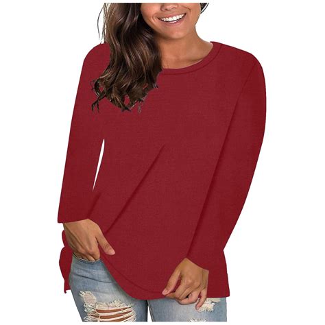 Posijego Womens Long Sleeve T Shirt Solid Color Lightweight Tshirts