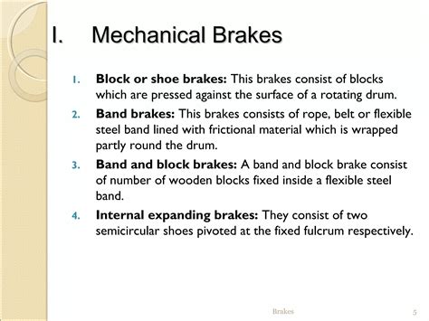 Introduction To Brakes And Its Classification Ppt