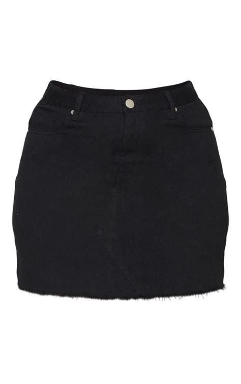 Plus Basic Black Denim Skirt Prettylittlething Usa