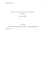 RSwenson Module2CourseProjectImportanceofCodingGuidelines 05202019 Docx