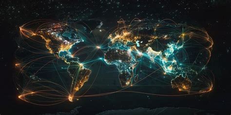 Global Network With Illuminated Connections Premium Ai Generated Image