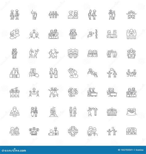 Commitment Linear Icons Signs Symbols Vector Line Illustration Set