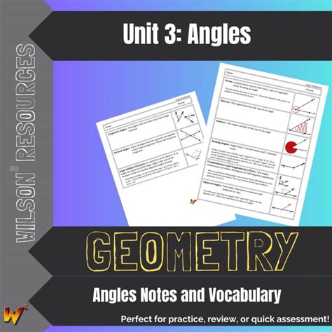Angle Notes And Vocabulary Geometry By Wilson Squared Resources