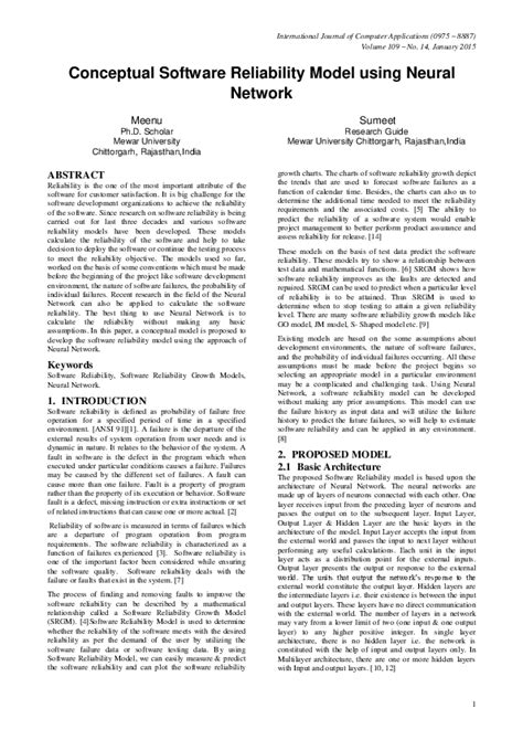 Pdf Conceptual Software Reliability Model Using Neural Network