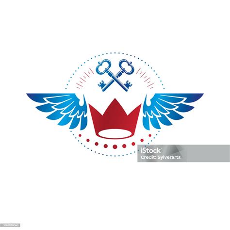 로얄 크라운 상징입니다 팔의 문장 학 외 투 장식 기호 고립 벡터 일러스트 레이 션 흰색 바탕에 오래 된 스타일에 고 대