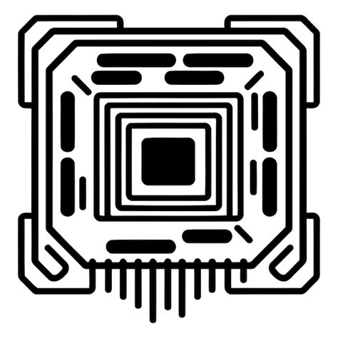 A Simple Bold And Graphic Illustration Of A Computer Chip Or Processor